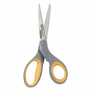 Westcott 13529 8" Straight Titanium Bonded Scissors with Soft Handle, Grey/Yellow