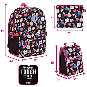 CLUB LIBBY LU Rainbow Backpack Set for Girls, 16 inch, 6 Pieces - Includes Foldable Lunch Bag, Water Bottle, Scrunchie, & Pencil Case