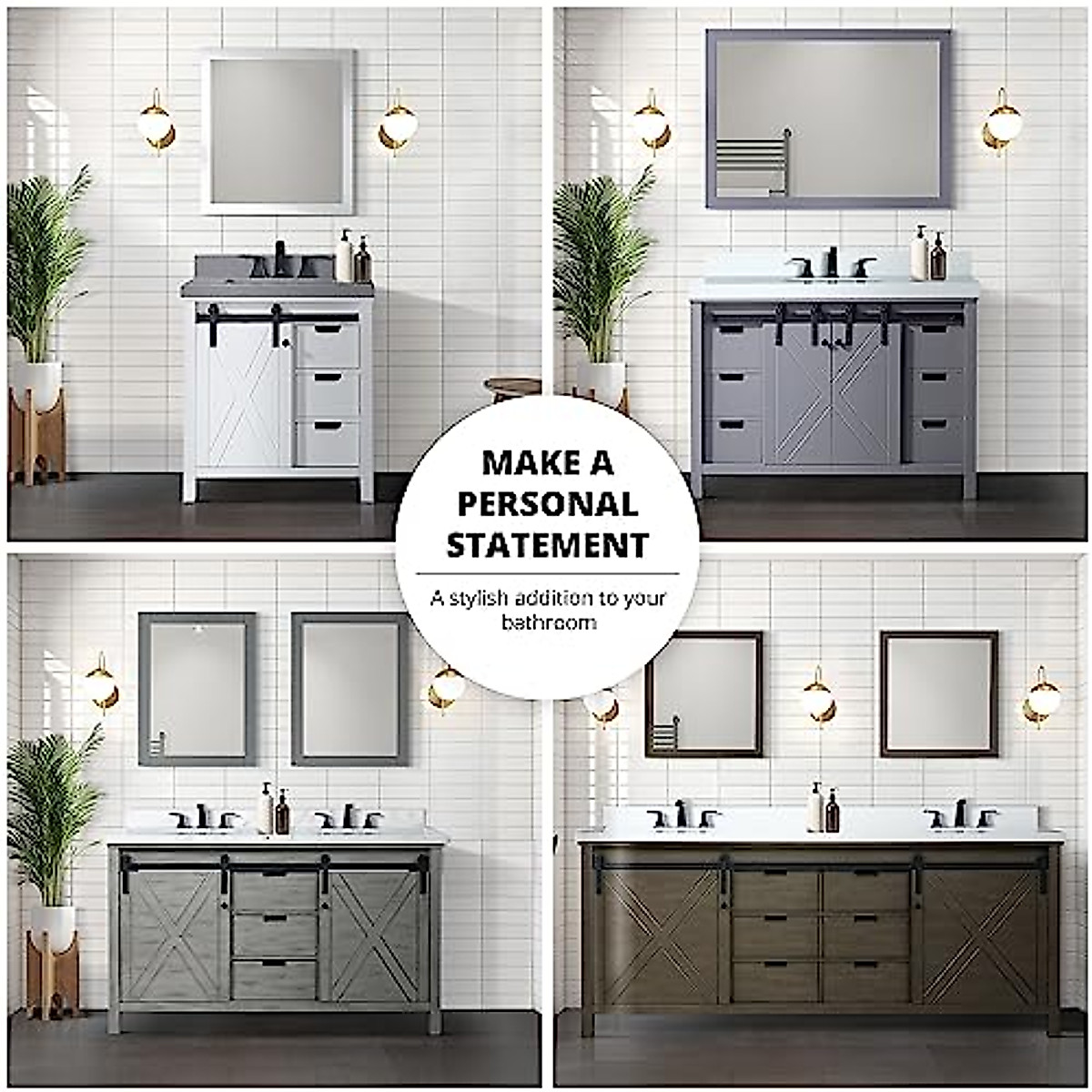 Bell+Modern Ketchum 60 in W x 22 in D Rustic Brown Double Bath Vanity, Cultured Marble Countertop and 24 in Mirrors