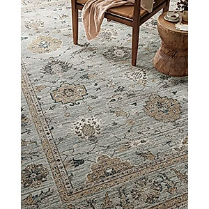 Loloi Magnolia Home by Joanna Gaines Millie Collection MIE-02 Sky/Gold 7'-10" x 10', .25" Pile Height, Area Rug