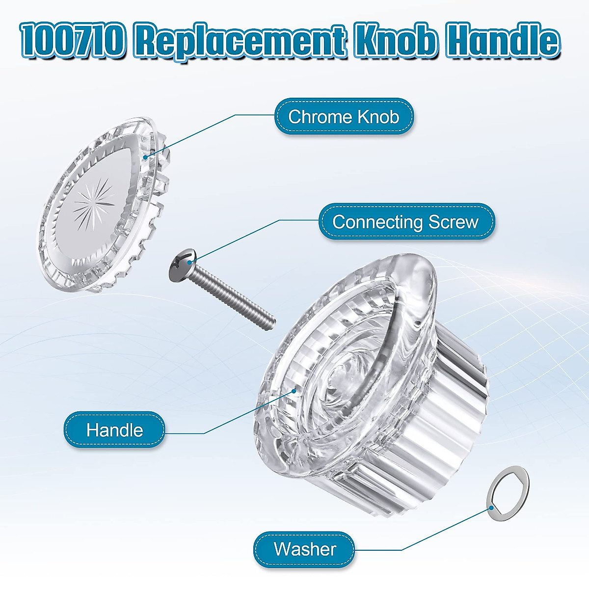 Enhon 1 Pc Replacement Knob Handle Kit Compatible with Moen 100710 Shower Handle, Shower Knob Replacement for Single Handle Bathroom Faucet Tub Shower Handle, Chrome Knob Insert