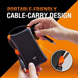 Silicon Power 2TB Rugged Portable External Hard Drive Armor A30, Shockproof USB 3.0 for PC, Mac, Xbox and PS4, Black