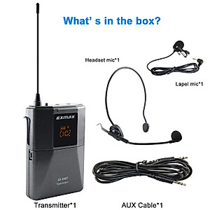 EXMAX EX-938 Wireless Headset Microphone Tour Guide System Interpreter Transmitter Translator in Your Ear for Church Translation Simultaneous Interpretation (UHF-938-SingleTransmitter)