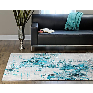 LUXE WEAVERS Contemporary Abstract Area Rug, Turquoise 8x10
