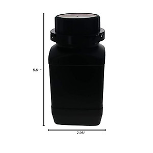 Bettomshin 1Pcs Wide Mouth Reagent Bottle, 75x145x50mm/2.95x5.71x1.97"(WxHxID)500ml PE Plastic Solid Sealing Bottle, Square Light Container Lab Solid Sample Storage Black with Anti-theft Cap