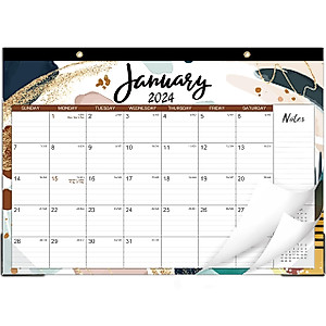 2023-2024 Desk Calendar - 18 Months Large Desk Calendar from Jan 2023 - Jun 2024, 17" x 12", Desk Calendar 2023-2024 with 2 Corner Protectors, Ruled Blocks with Julian Dates, Perfect Desk Calendar