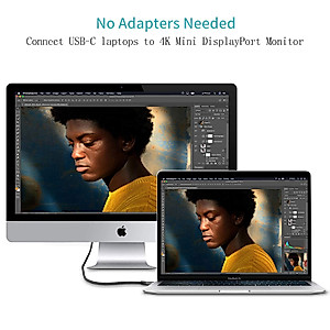 Answin USB C to Mini DisplayPort, 6Ft 4K@60Hz Thunderbolt 3 to Mini Displayport Cable Compatible for iPhone 15 Series, M1/2 MacBook Pro, Surface Book 2, Galaxy S24/S23, Steam Deck and Rog Ally