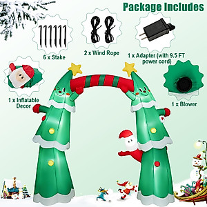 Tangkula 11 FT Lighted Christmas Inflatable Archway Decoration, Christmas Tree Arch with Santa Claus, Built-in LED Lights, Outdoor Blow-up Holiday Party Yard Lawn Xmas Decoration