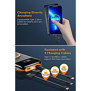 UYAYOHU Portable-Charger-Power-Bank - 40000mAh Power Bank Built in Out/Input Cables 10W Wireless Charger and Flashlight 5V3.1A Quick Charge Compatible with Smart Devices and Cell Phones