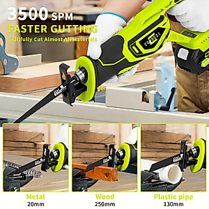COPDUZI Cordless Reciprocating Saw,Brushless Cordless Saws With 21V 4.0Ah Battery Powered Electric, 0-3500SPM Variable Speed,12 Saw Blades Kit for Wood/Metal/PVC Cutting Included