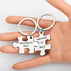 MAOFAED New Mom New Dad Gift Couple Gift New Parent Gift Ungraded To Dilf Ungraded To Milf Keychain Pregnancy Gift (ungraded dilf milf)