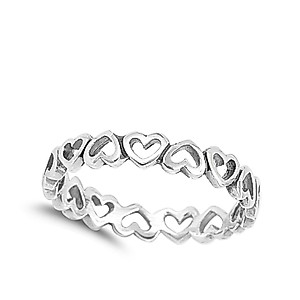 Eternity Heart Love Promise Cute Ring New .925 Sterling Silver Band Size 10