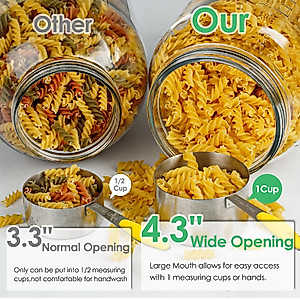 Qianfenie 1 Pack Wide Mouth 1 Gallon Clear Glass Jar w Lid, Heavy Duty 100% Airtight Screw Lid w Silicone Gasket - Mason Jar w 2 Scale Mark for Fermenting Kombucha and Storing Food.