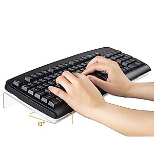 Computer Keyboard Stand, Clear Acrylic PC Keyboard Holder Stand Tilted Computer Keyboard Stand, Keyboard Riser for Ergonomic Easy Typing, Keyboard Stand for Office Desk, Home, School