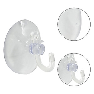 Bonsicoky 12 Pcs Suction Cups with Hooks, 40 mm Clear Plastic Sucker Hooks Wall Hooks for Decoration Door Bathroom Kitchen