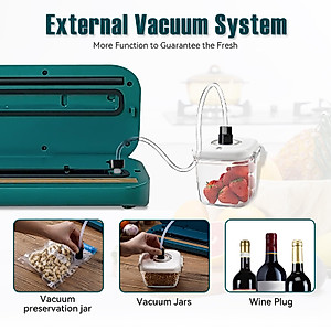LUV Automatic Vacuum Sealer Machine: 80kpa Suction Touch Automatic Food Sealer With External Vacuum System Compact Design 10pcs Seal Bags Starter Kit Dry Moist Fresh Modes For All Saving Needs (Green)