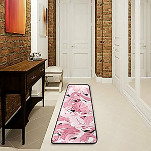 Blueangle Pink Flamingos Runner Rug Soft Plush Hallway Entryway Living Dining Room Area Rug (2' X 6')