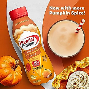 Premier Protein Shake Limited Edition 30g 1g Sugar 24 Vitamins Minerals Nutrients to Support Immune Health, Pumpkin Spice, 11.5 Fl Oz (Pack of 12)