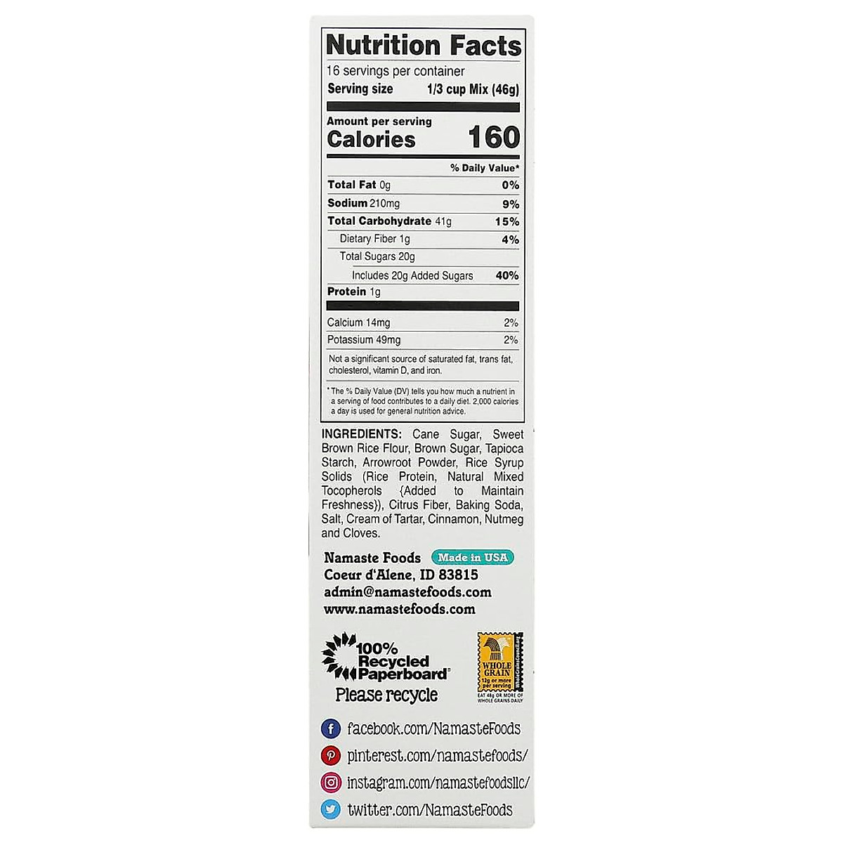 Namaste Foods, Gluten Free Spice Cake Mix, 26-Ounce Bags (Pack of 1)