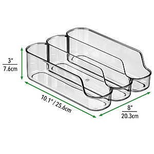 mDesign Small Plastic Kitchen Storage Divided Bin for Child/Kids Supplies - 3 Compartments to Organize Baby Food Jars, Pouches, Bottles, Sippy Cups, Cans, Pacifiers, Shampoo - 2 Pack - Smoke Gray