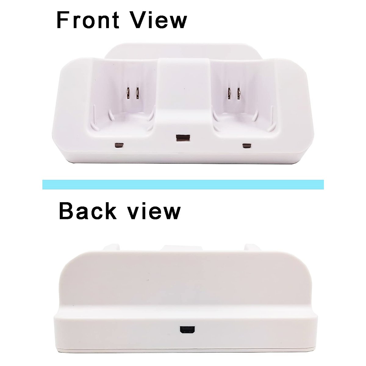 Charging Station for Wii U Gamepad and Remote Controller - Rechargeable Battery Power with USB Cord, Dock Stand and Replaceable 2800mAh Packs - Compatible with Motion in Nintendo WiiU（White）