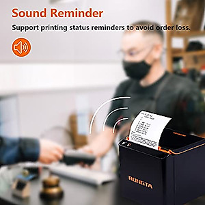 Rongta Thermal Receipt Printer, Pos Printer, 80mm Restaurant Kitchen Printer with Auto Cutter,Sound Alarm,Support Cash Drawer ESC/POS,USB+Ethernet Interface for Windows/Mac/Linux(ACE H1)