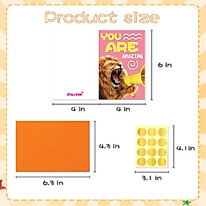 Funny Animal Greeting Cards with Envelopes Stickers 24 Pack Thinking of You Miss You Hello Note Cards for for Kids Students Friends Teacher Family Birthday, Holiday Gifts Present 4x6 In