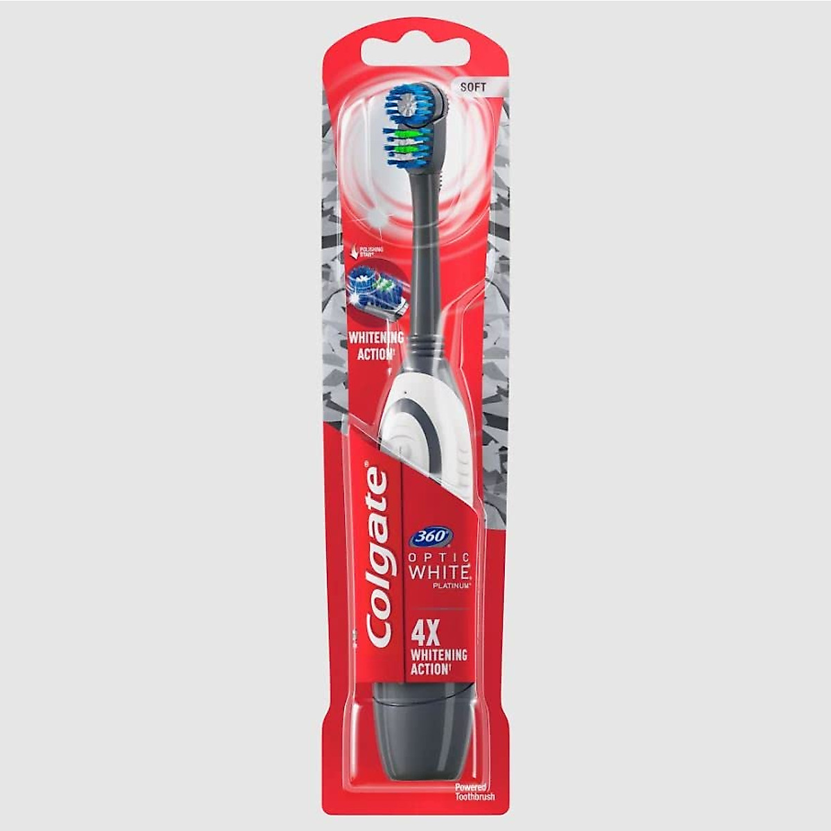 Colgate 360 Optic White Battery-Powered Toothbrush,1 Count (Pack of 2)