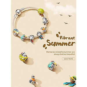 I Love Summer Charm Heart Charm,925 925 Sterling Silver Holiday at the Beach Charm fit Fashion Pandora Style Bracelet (Silver Palm tree & Summer Journey)