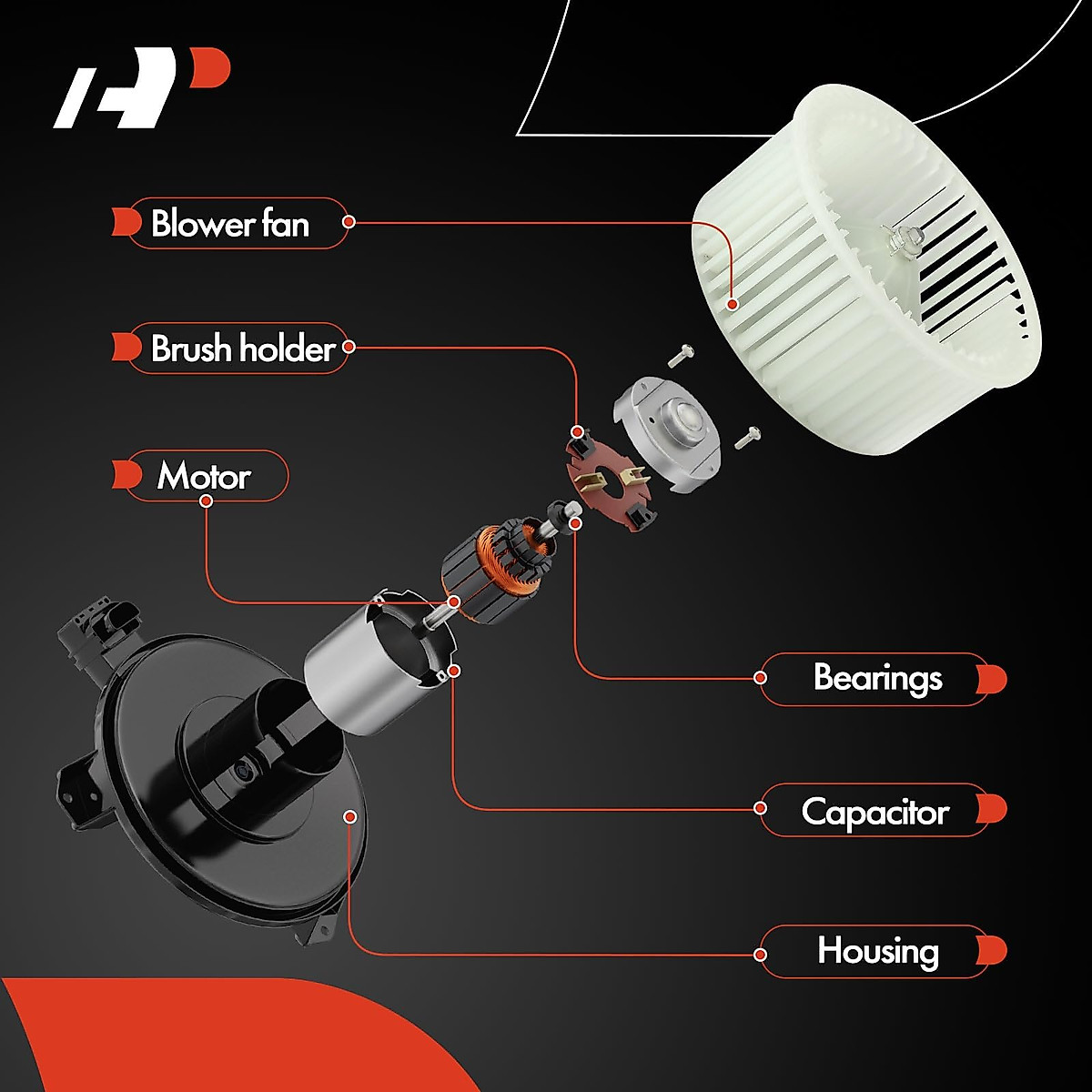 A-Premium HVAC A/C Heater Blower Motor with Fan Cage Compatible with Mazda Vehicles - 2014-2018 3, 2013-2016 CX-5