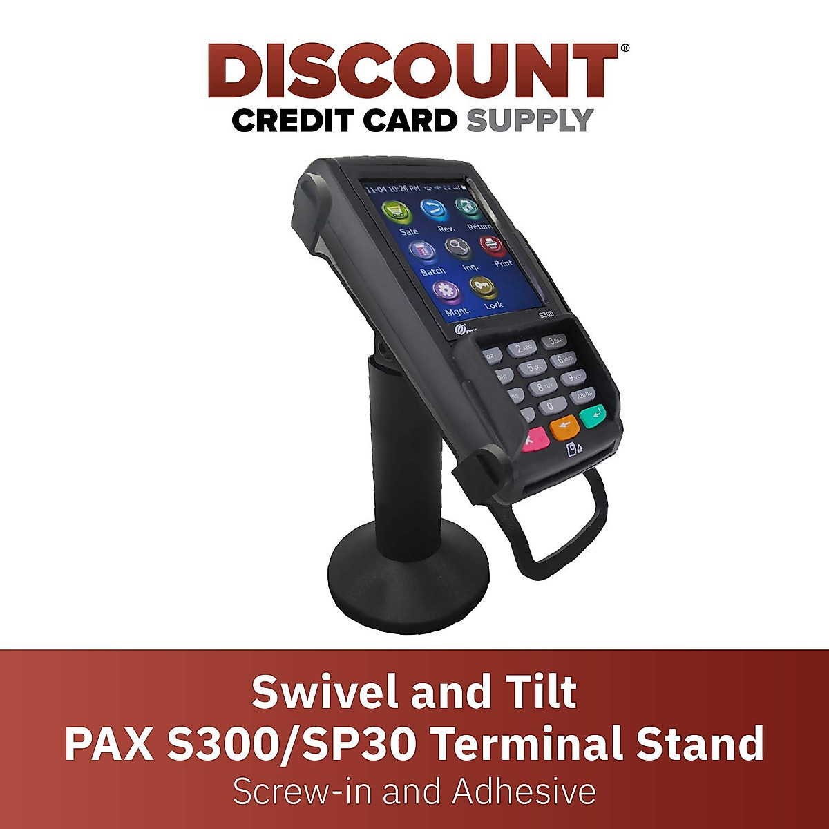 Discount Credit Card Supply DCCStands Swivel and Tilt Pax S300 & SP30 Terminal Stand, Screw-in and Adhesive