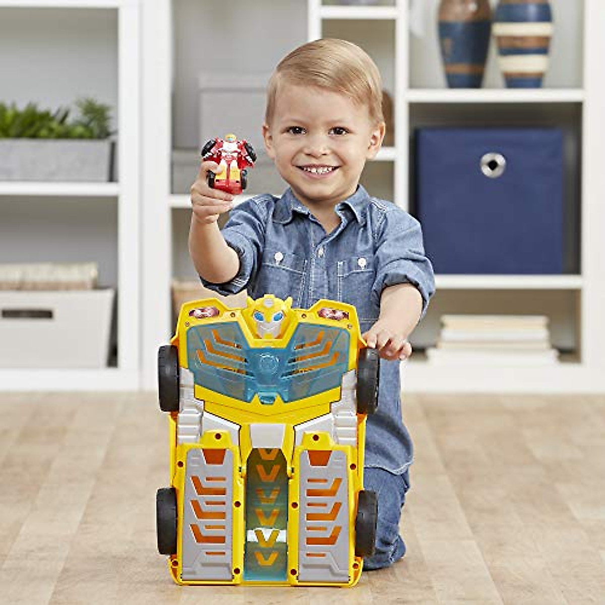 Playskool Heroes Transformers Rescue Bots Academy Bumblebee Track Tower 14" Playset, 2-in-1 Converting Robot, Collectible Toys for Kids Ages 3 & Up