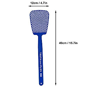 xinyijiayi Truth Over Flies Fly Swatter, Strong Flexible Manual Fly Swatter with Small Holes, Long Handle Portable Durable Fly Swatter, for Home Office Car Room Garden Yard Blue one Size