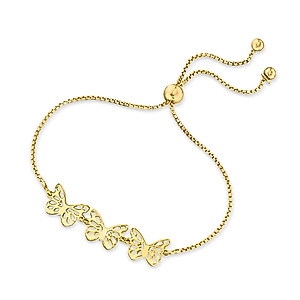 Ross-Simons Italian 18kt Gold Over Sterling Butterfly Bolo Bracelet