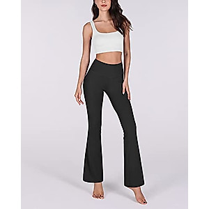 ODODOS Women's High Waisted Boot-Cut Yoga Pants Tummy Control Workout Non See-Through Bootleg Yoga Pants-31 Inseam, Black, X-Large