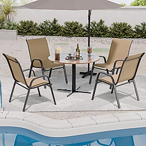Redpick Patio Chairs Set of 4, Outdoor Stackable Dining Chairs for All Weather, Breathable Metal Modern Outdoor Furniture for Backyard Deck, Garden, Brown