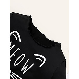 SOLY HUX Girl's Cute 2 Piece Outfits Letter Graphic Lettuce Trim Short Sleeve Tee Tops and Plaid Shorts Set Black and White 160