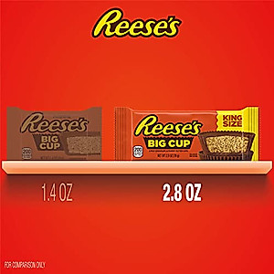 REESE'S Big Cup Milk Chocolate King Size Peanut Butter Cups, Candy Packs, 2.8 oz (16 Count)