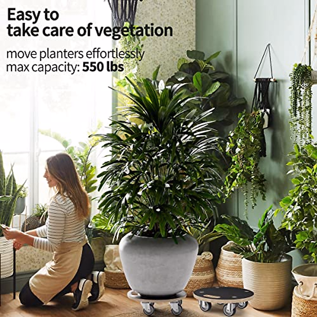 Furniture Mover Dolly Moving Rollers 15 Inch Moving Dollies 550lbs Capacity for Heavy Duty Furnitures Heavy Objects Hauling Moving Cart with Wheels for Outdoor/Indoor