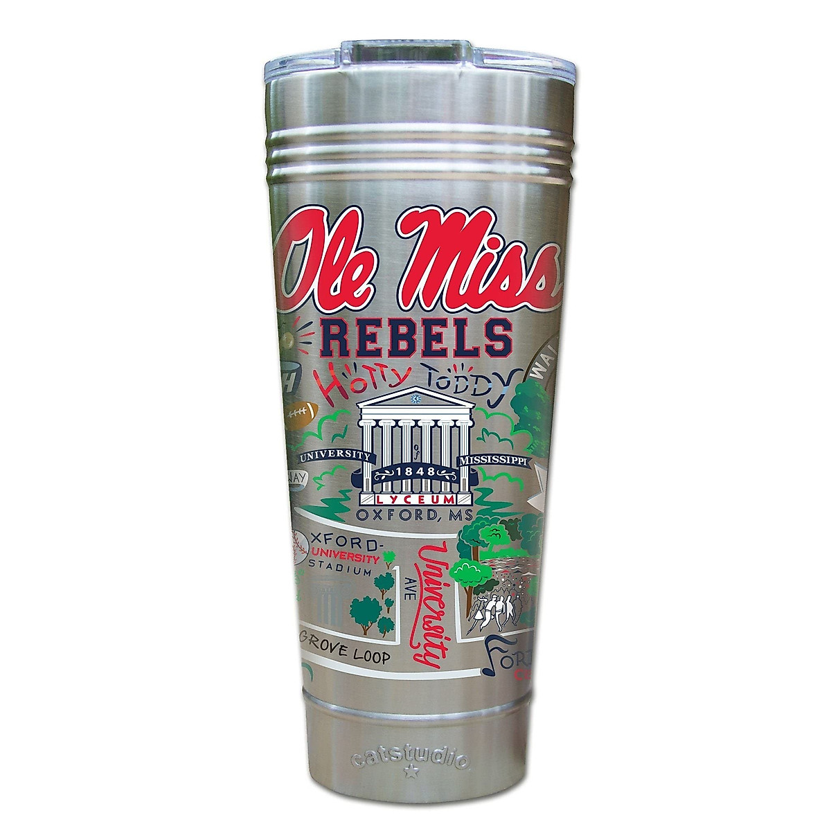 Catstudio Mississippi, University of (Ole Miss) Collegiate Thermal Tumbler | Triple Wall Insulation With Non Slip Bottom | Great College Travel Cup for Water, Coffee, Tea, or Smoothies