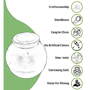 Village Decor Handmade Earthen Clay Water Pot with Lid and Glass (Capacity 4000 ml / 135 oz)