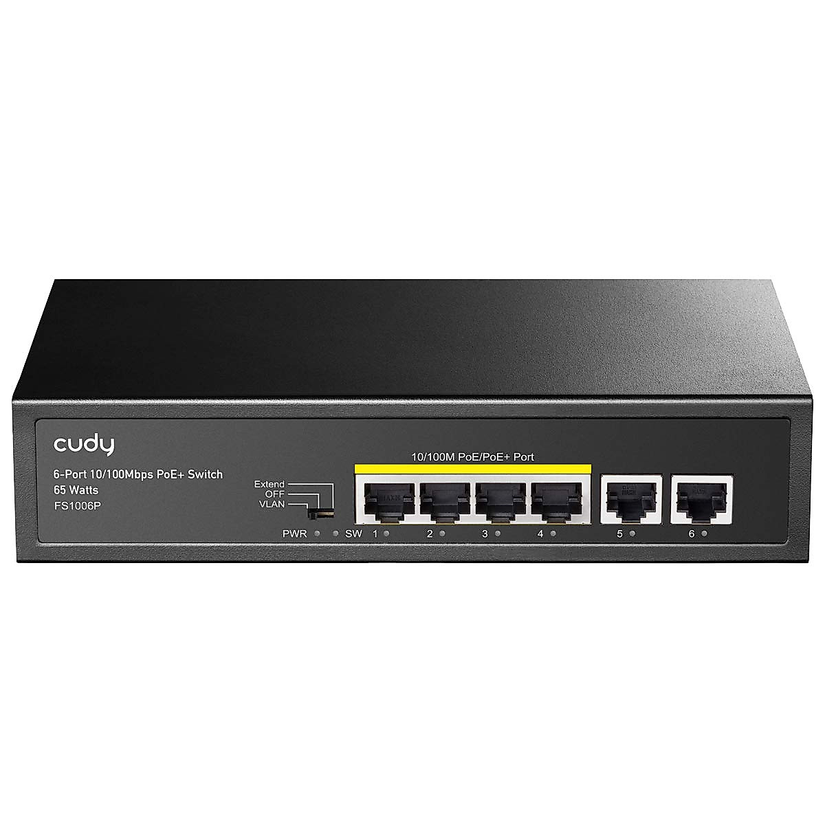 Cudy FS1006P 6-Port 10/100M PoE Switch 60W, 4 PoE Ports, CCTV Mode (Transmit Distance to 250m at 10Mbps), PD Detection,Fan-Less, Steel Case, Desktop and Wall-Mount, 802.3at / 802.3af