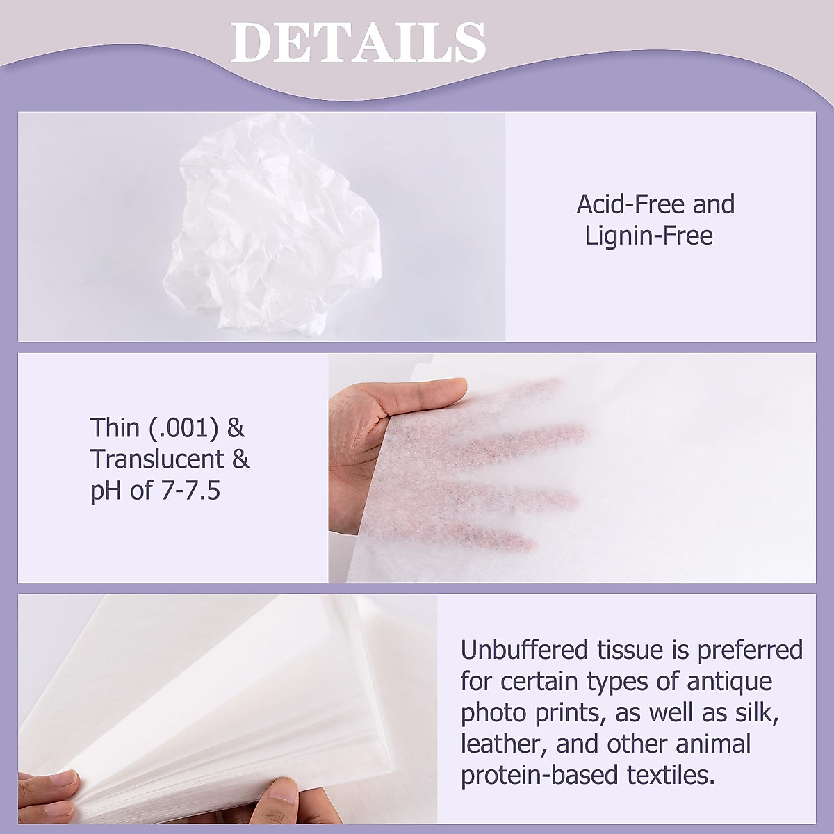 Lineco Unbuffered Acid-Free Interleaving Tissue 11" x14", Archival Tissue Preserves Papers, Photographs, Artwork and Textiles, for Black & White, Color, and Albumen Prints, Pack of 100