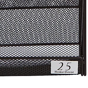 5 Pocket Wall Mounted File Hanging Organizer Metal Mesh Office Home Folder Binder Holder Magazine Mail Rack + Hardware, Black