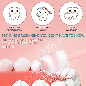 BLMHTWO 2 Pieces Cat Toothbrush, Small Dog Toothbrush 360-Degree Dog Toothbrush Small with Independent Transparent Packaging Box and PP Handle Silicone Dog Toothbrush for Small Dogs (Green and Pink)