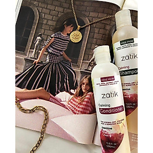 Zatik Naturals - Calming Conditioner with Jasmine and Wild Cherry for Dandruff - Vegan Biodegradable, pH Balanced, FREE FROM EDTA, PEG, Parabens, fragrances, phthalates & mineral oil, 10.8 oz.