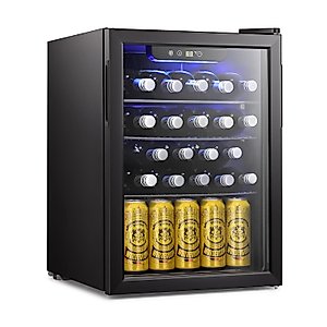 Antarctic Star 24 Bottle Wine Cooler/Cabinet Beverage Refrigerator Small Mini Wine Cellar Beer Soda Clear Glass Door Bar Fridge Quiet Operation Compressor Adjust Temp Control Freestanding, 2.4 Cu. ft…