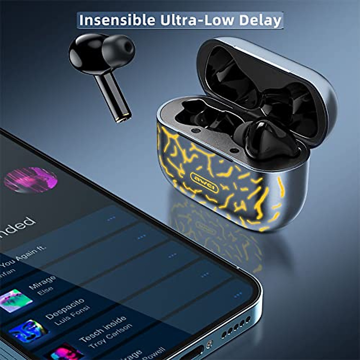 AWEI T29 Pro Wireless Bluetooth Gaming Earbuds Waterproof Headphones with Microphone 65ms Ultra Low Latency