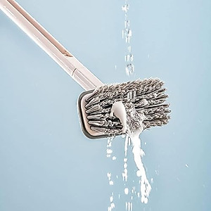 Floor Standing Brush Toilet Brush Plastic Long Handle Toilet Cleaner Brush Compact Bathroom Toilet Bowl Brush and Stand