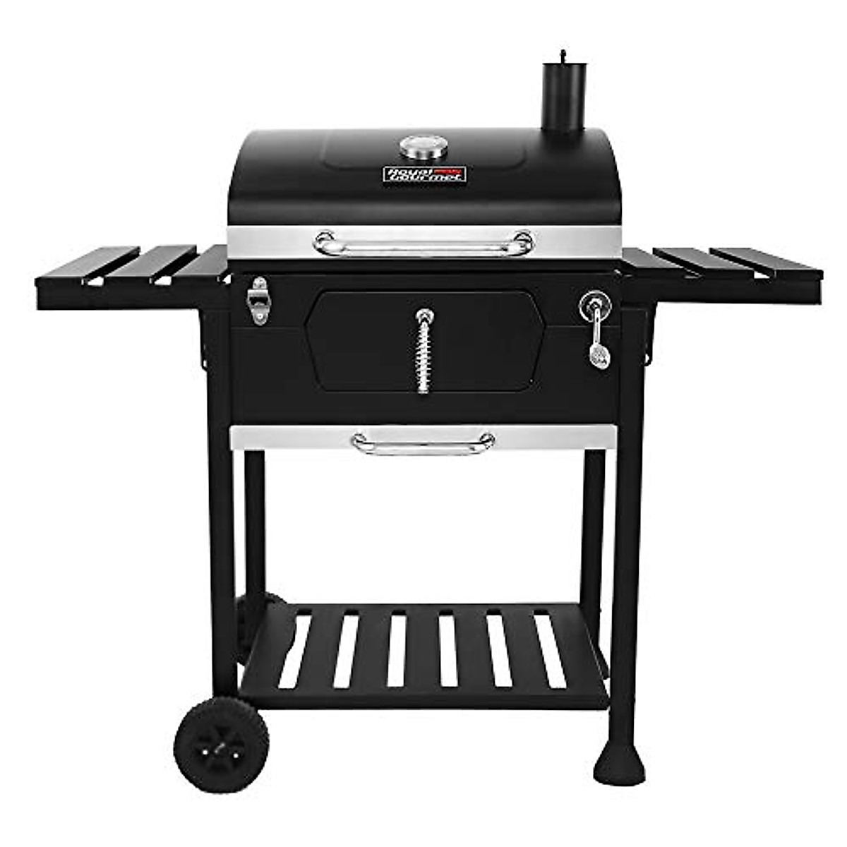 Royal Gourmet CD1824EN 24” Charcoal Grill Outdoor Smoker with Side Tables Backyard Griller Party BBQ Picnic Patio Cooking, Black